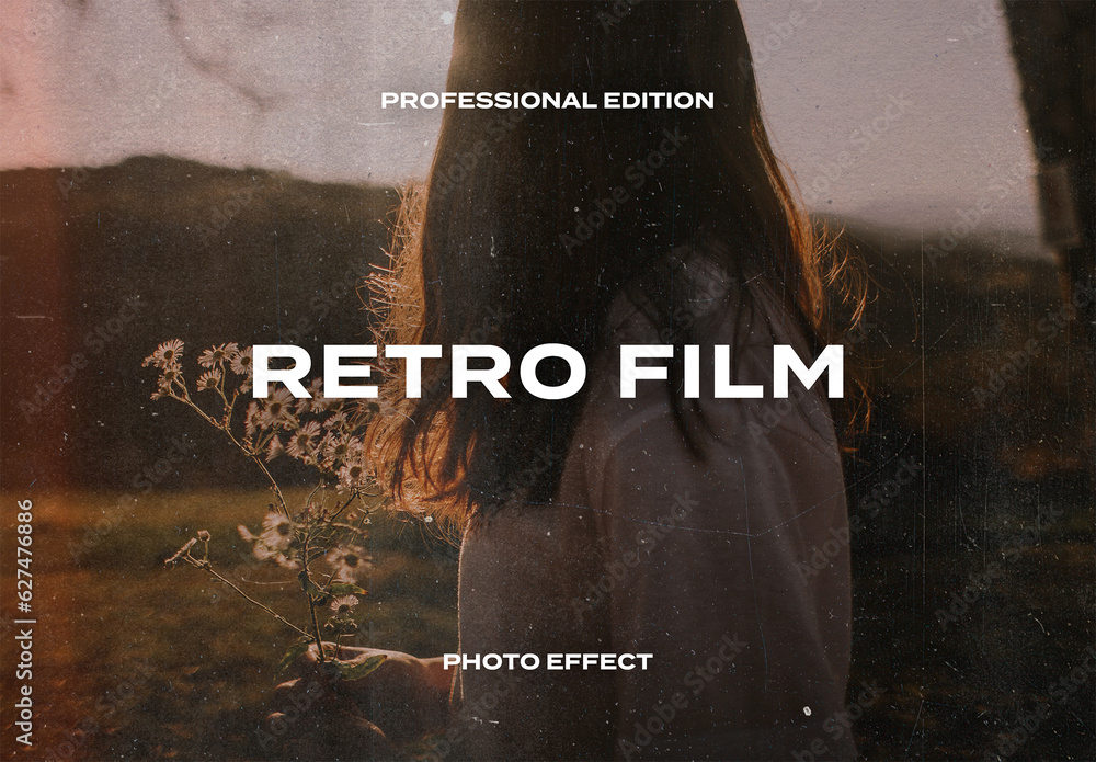 Retro Film Photo Effect Mockup Template Grain Overlay Print ...