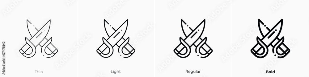 dagger icon. Thin, Light, Regular And Bold style design isolated on ...
