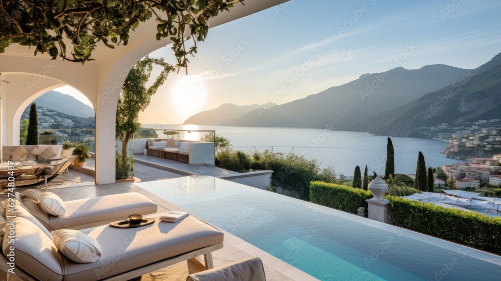 Luxurious villa nestled along the breathtaking Amalfi Coast of Italy ...