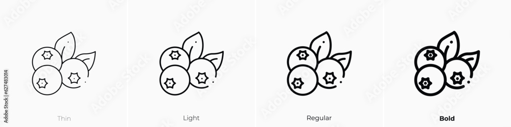 blueberries icon. Thin, Light, Regular And Bold style design isolated ...