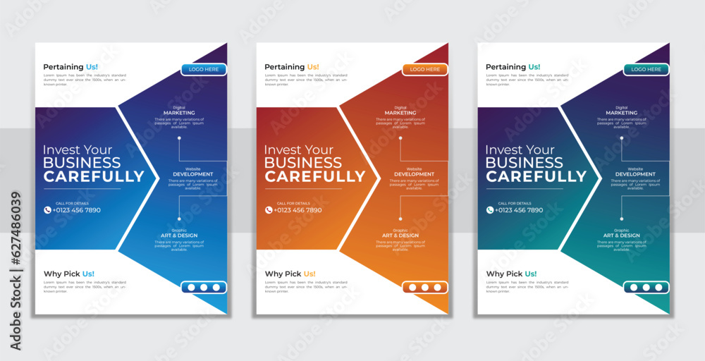 Trendy and ranking Corporate business flyer template design set ...
