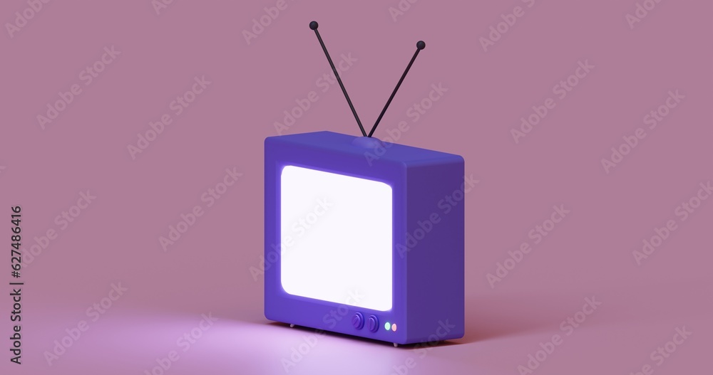 Retro TV in a conceptual cartoon 3 d style. An old television receiver ...
