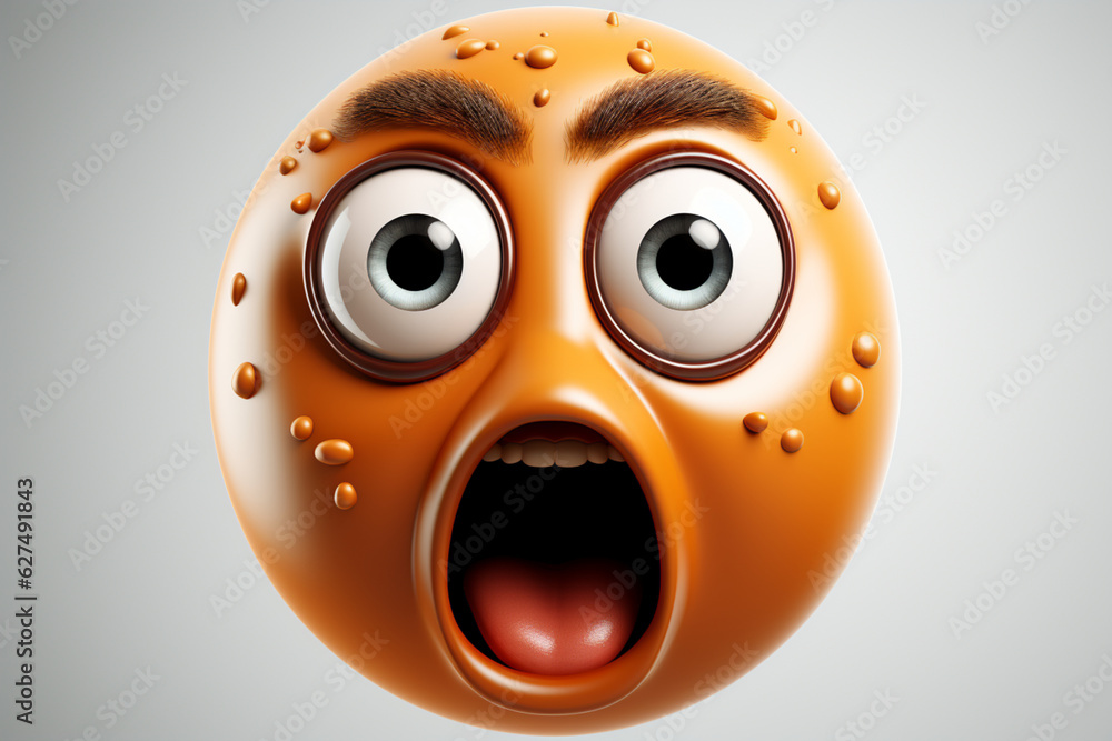 shocked emoticon emoji 3d illustration 3d rendering on White Background ...