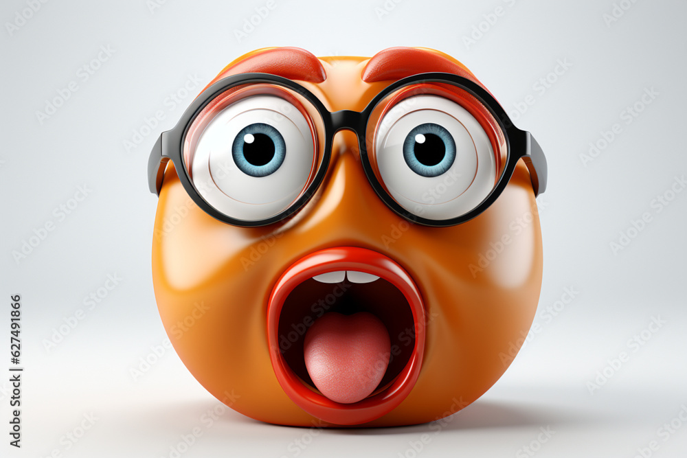 shocked emoticon emoji 3d illustration 3d rendering on White Background ...