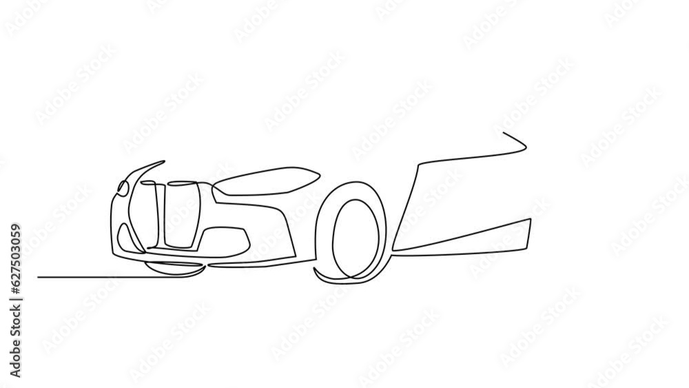 Animated self drawing of a car. Design of land transportation concept ...