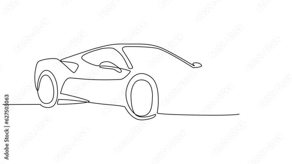 Animated self drawing of a car. Design of land transportation concept ...