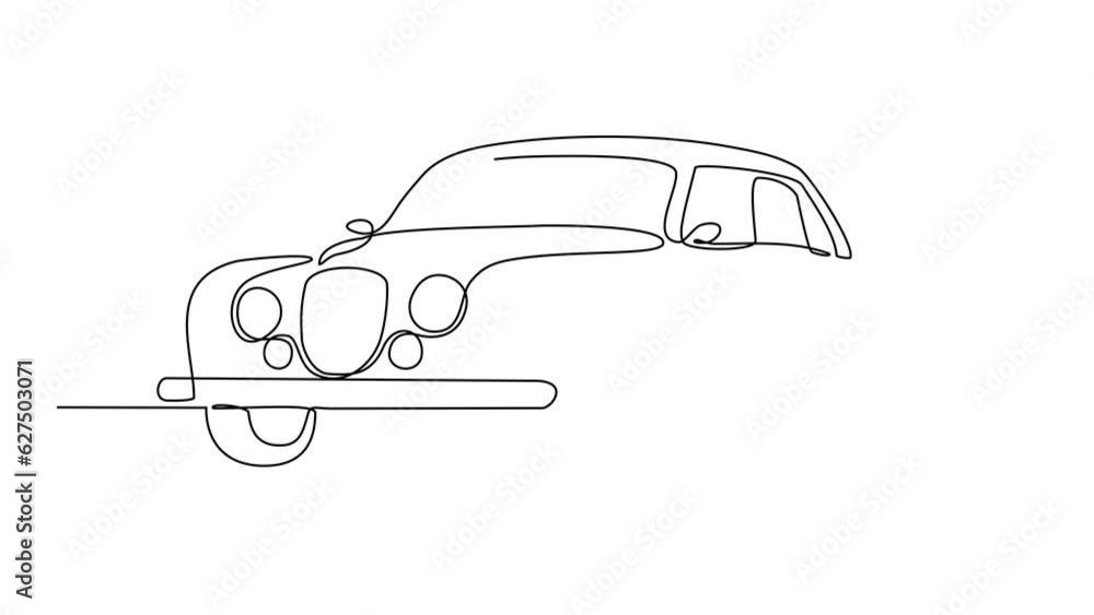 Animated self drawing of a car. Design of land transportation concept ...