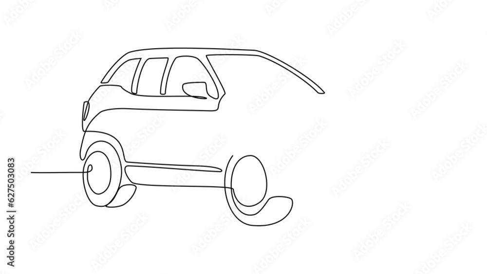 Animated self drawing of a car. Design of land transportation concept ...