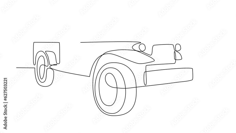 Animated self drawing of a car. Design of land transportation concept ...