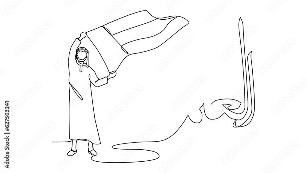 Animated self continuous line drawing of UAE Flag Day. Design of UAE ...