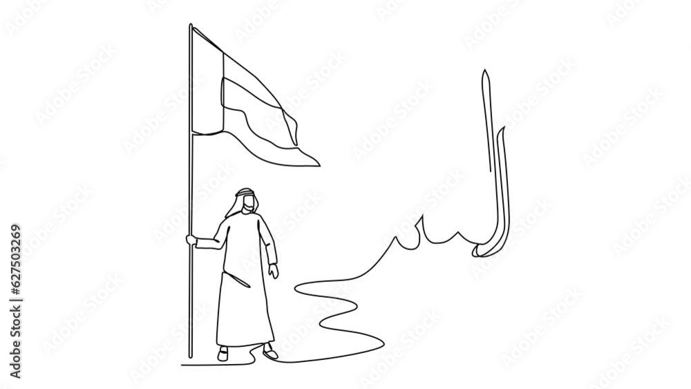 Animated self continuous line drawing of UAE Flag Day. Design of UAE ...