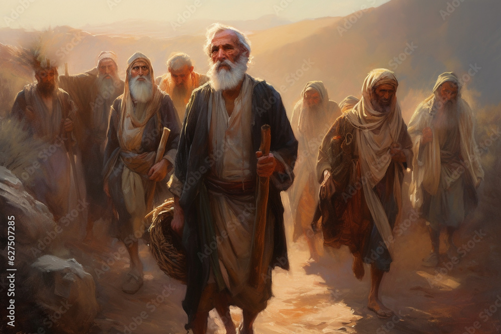 Moses leads the Jews through the desert, Moses led his people to the ...