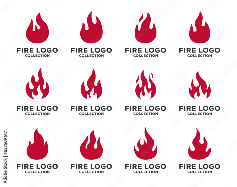 Fire logo collection, set of various flame symbols. suitable for use as ...
