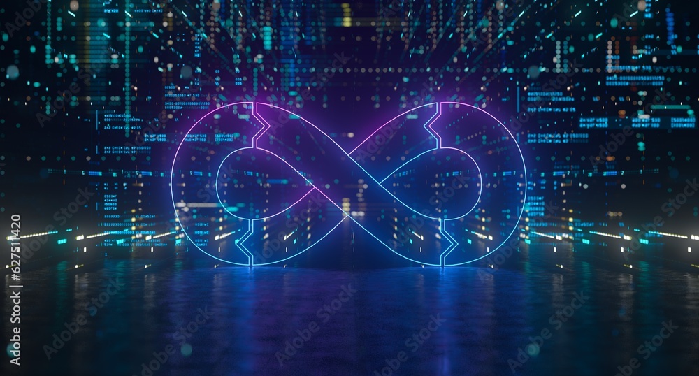 DevOps software development operations infinity symbol. Web development concept in isometric ...
