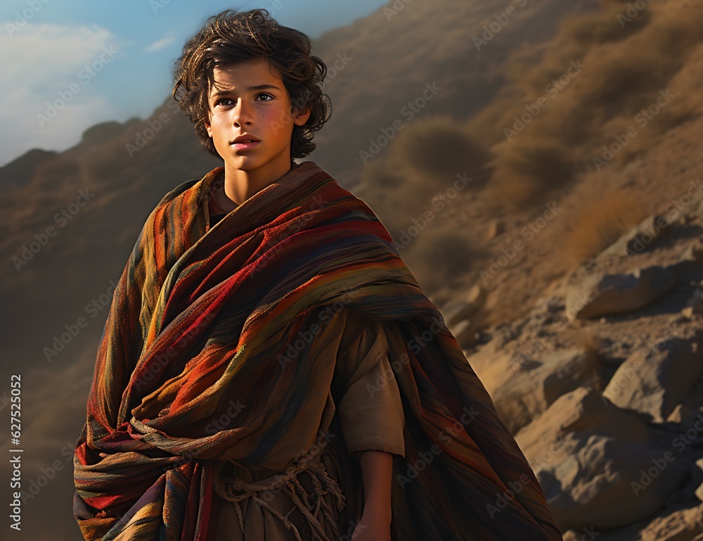Illustration of Joseph and HIs coat of many colors from the Bible Stock ...