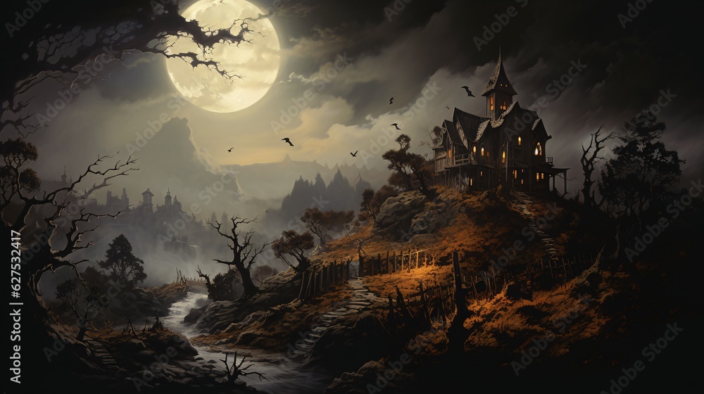 Gothic Majesty: A Haunting Victorian Mansion Amidst Ominous Darkness ...