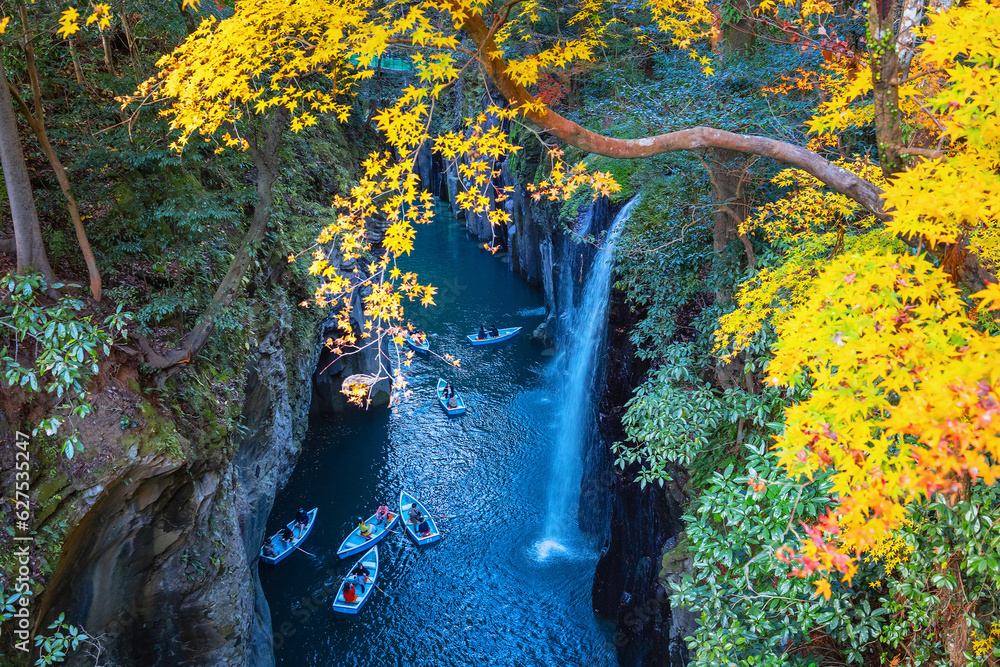 Miyazaki, Japan - Nov 24 2022: Takachiho Gorge is a narrow chasm cut ...