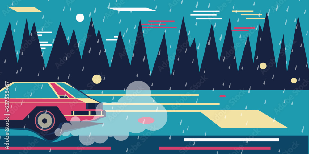 Vecteur Stock Flat design with half a car in the frame. Vector. Design ...