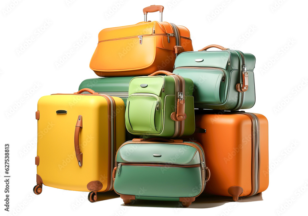 Pile of baggage isolated on a transparent background, generative ai ...