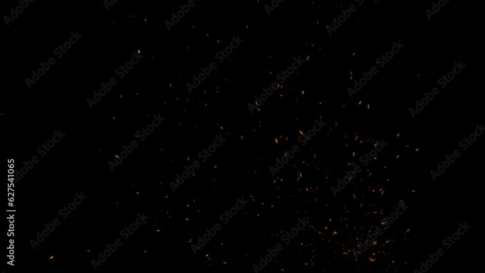 4K 3D Animation of Burning hot bonfire fire sparks on a dark background ...