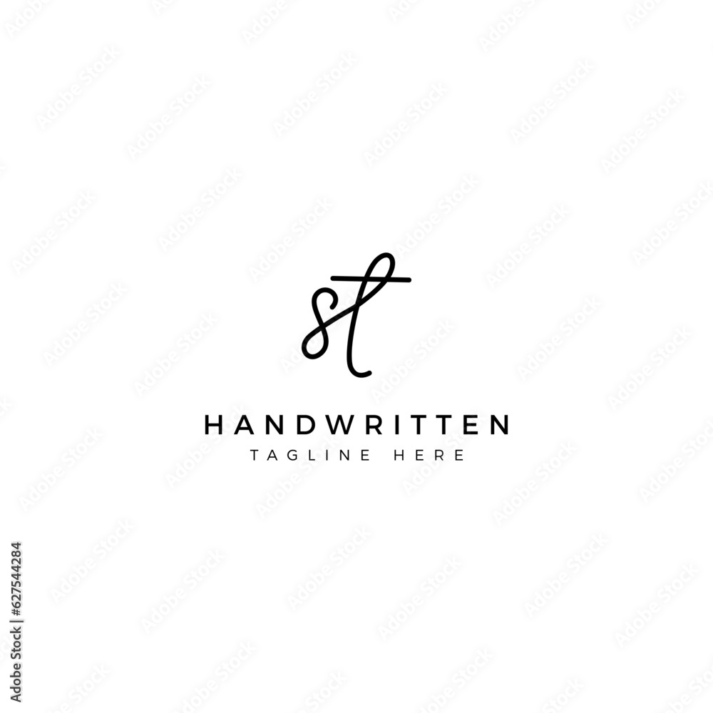 Logo design letters S and T. ST Handwriting font. Initial Vector ...