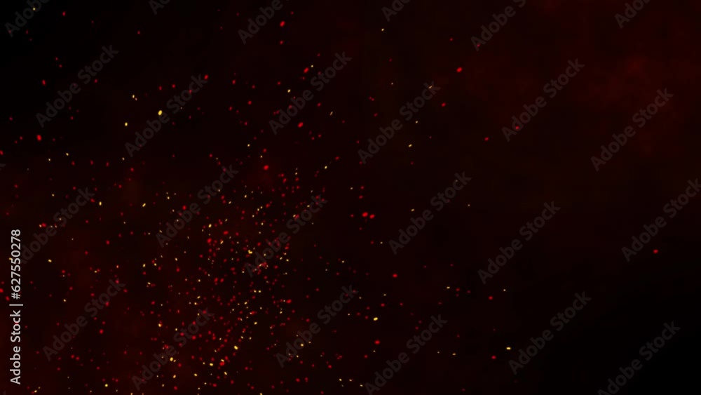 4K 3D Animation of Burning hot bonfire fire sparks dark background ...