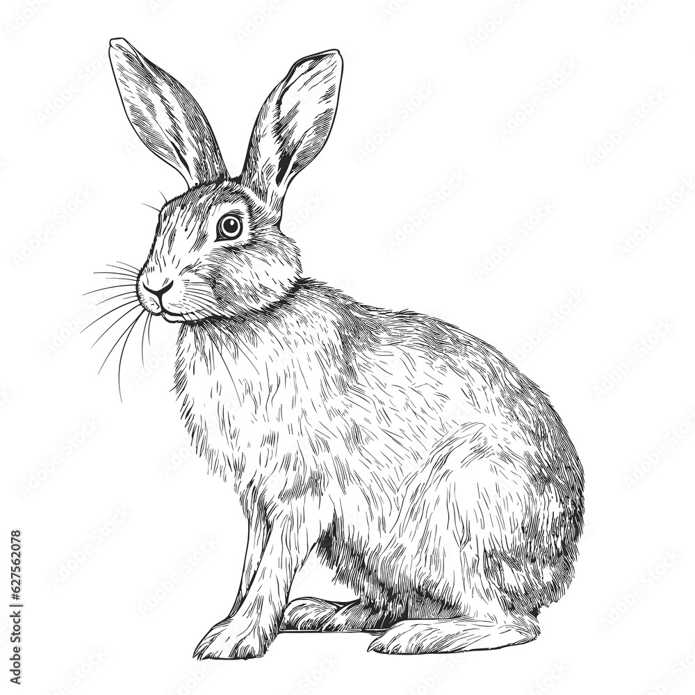 Rabbit isolated on white background. Domestic animal, cute Easter bunny ...