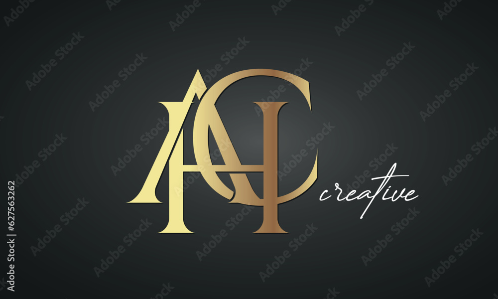 luxury letters AHC golden logo icon premium monogram, creative royal ...