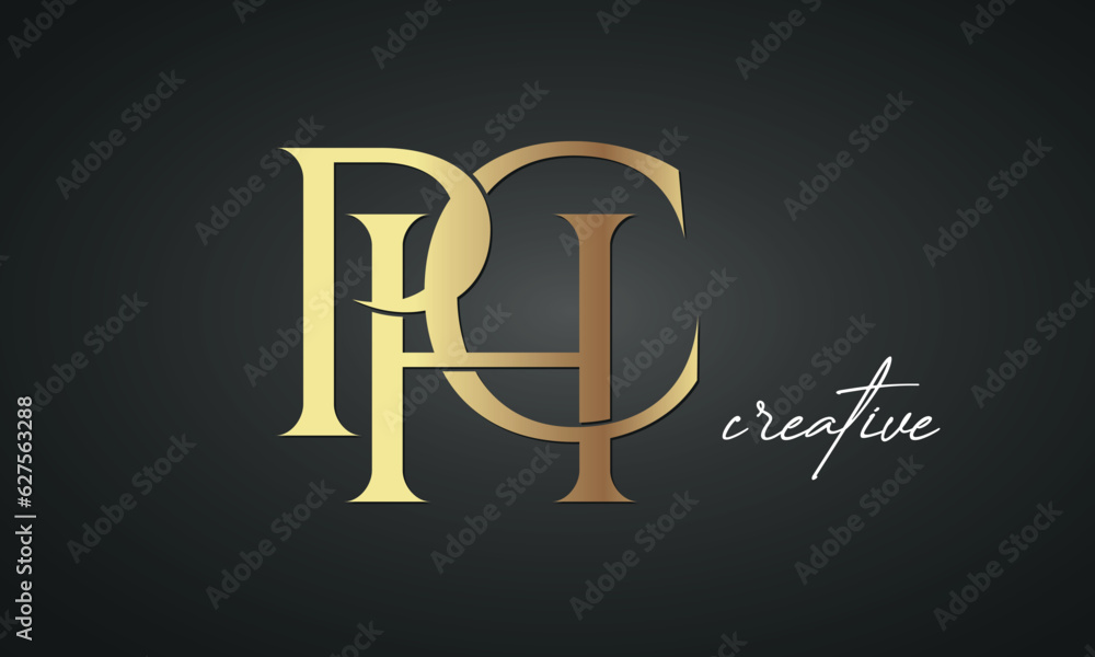 luxury letters PHC golden logo icon premium monogram, creative royal ...