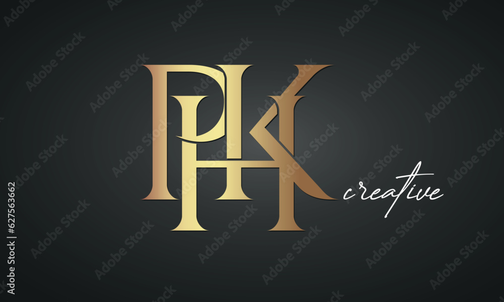 luxury letters PHK golden logo icon premium monogram, creative royal ...