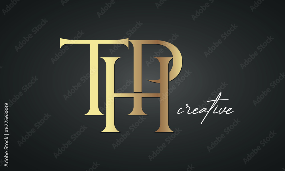 luxury letters THP golden logo icon premium monogram, creative royal ...