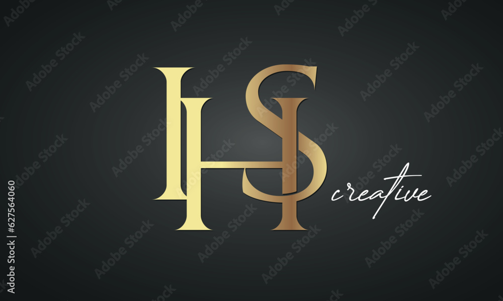 luxury letters IHS golden logo icon premium monogram, creative royal ...