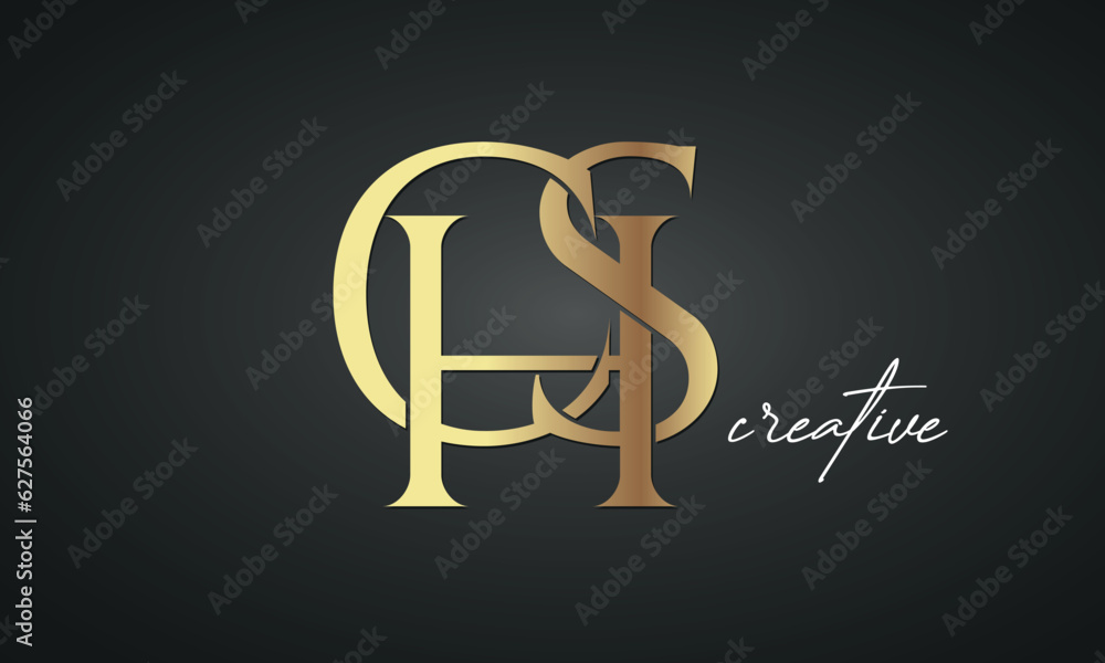 luxury letters CHS golden logo icon premium monogram, creative royal ...