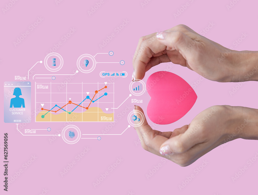 Heart in hand connect AI. Robot ai artificial intelligence assistance ...