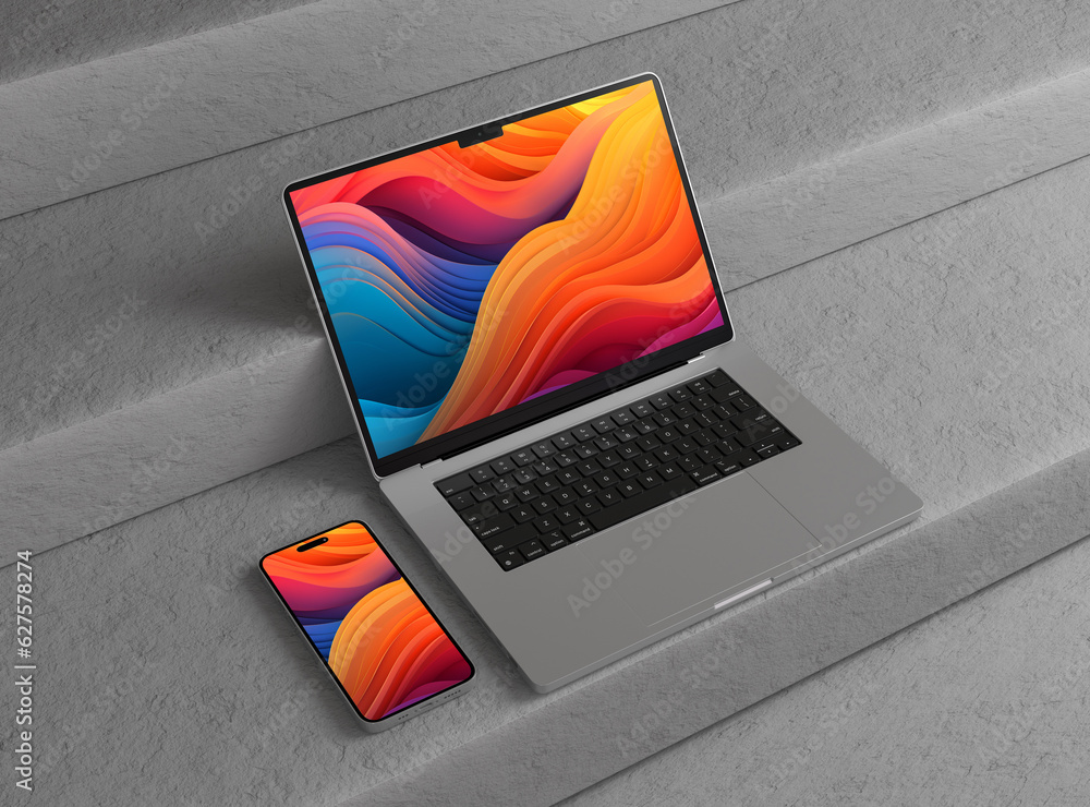 smartphone and laptop mockup for branding and UI responsive screen ...