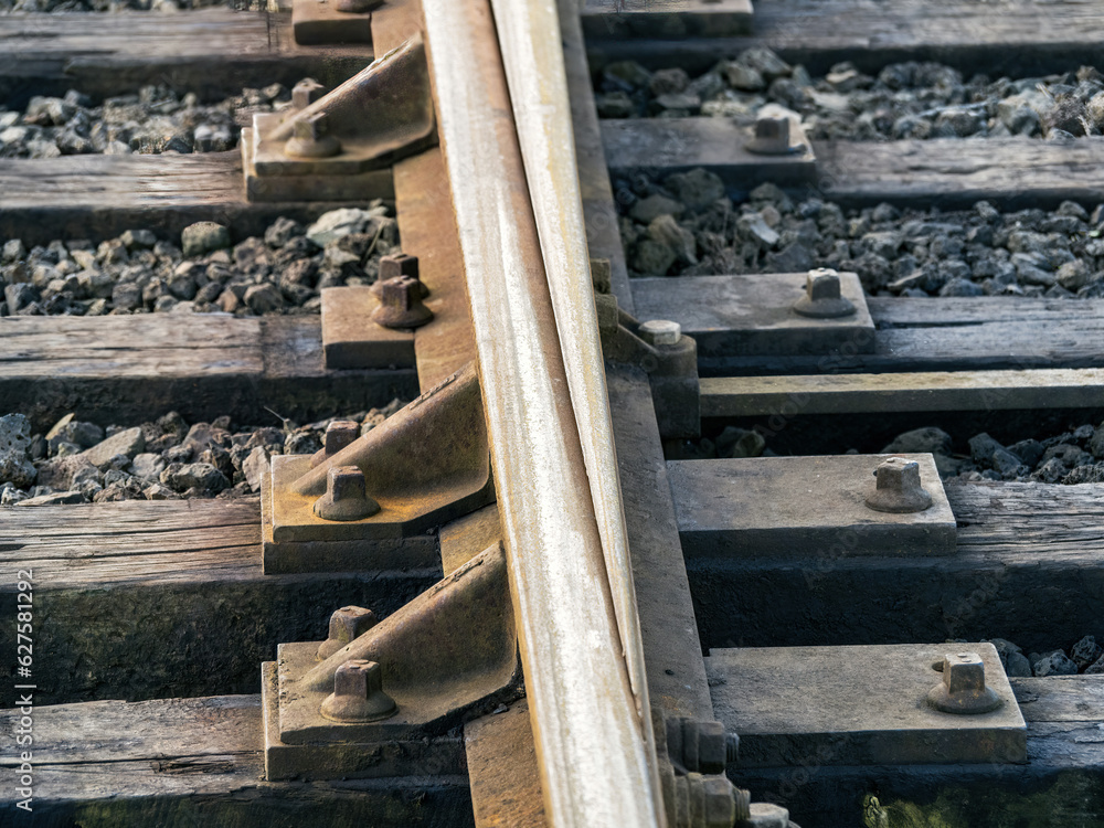 Switch blade of tong rail and stock rail Stock Photo | Adobe Stock