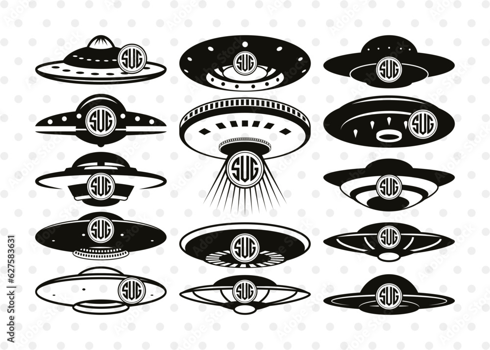 Vetor do Stock: UFO Circle Monogram, UFO Silhouette, UFO Svg, Alien ...