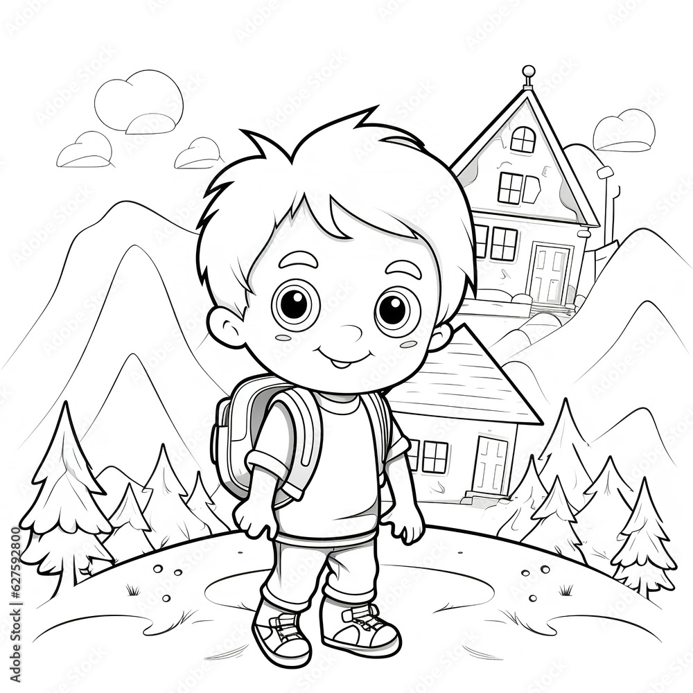coloring page for kids, simple, white background Stock Illustration ...