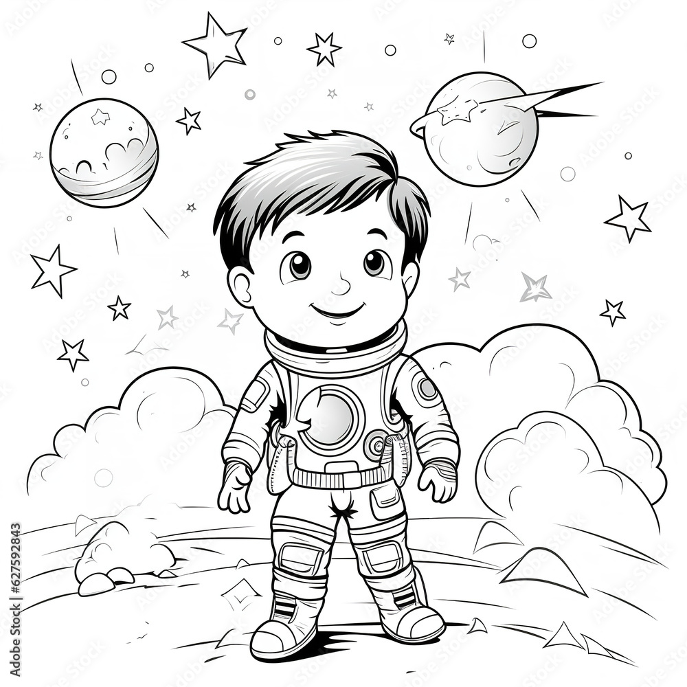 coloring page for kids, simple, white background Stock Illustration ...