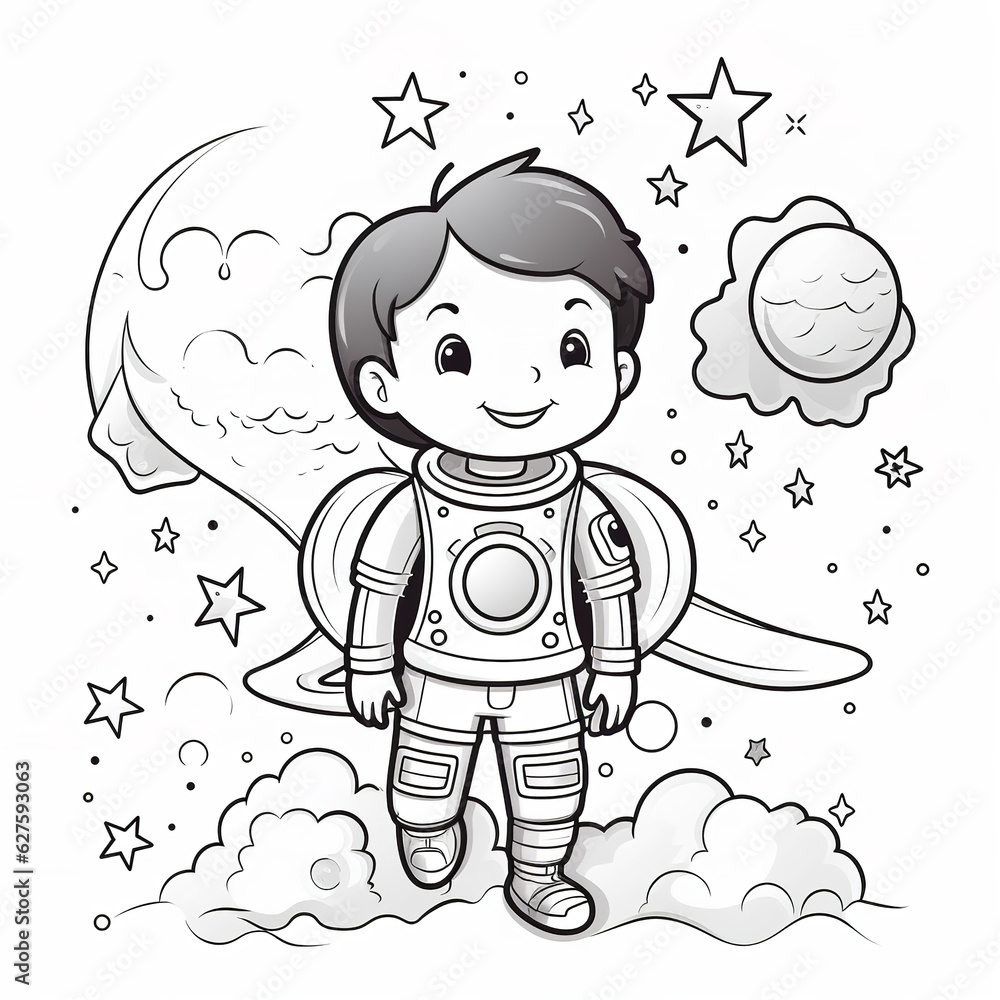 coloring page for kids, simple, white background Stock Illustration ...
