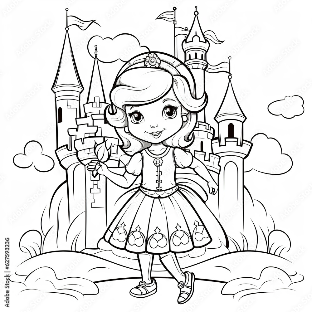 coloring page for kids, simple, white background Stock Illustration ...