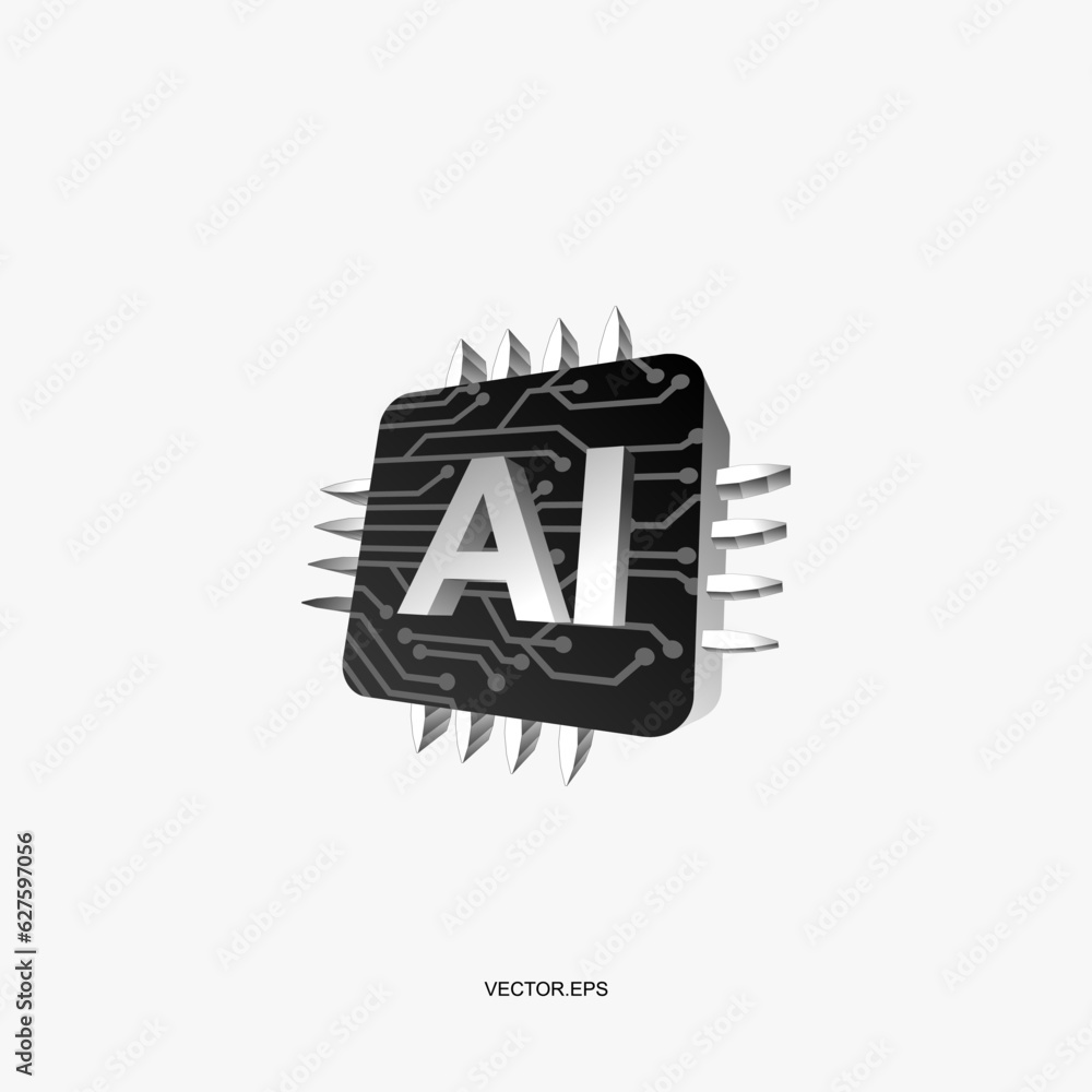 logo AI Processor vector icon. Chipset AI for device or, AI generative ...