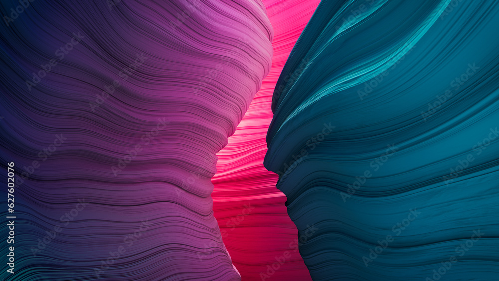 Abstract 3d Render With Organic Undulating Forms Trendy Pink And Blue Background Stock