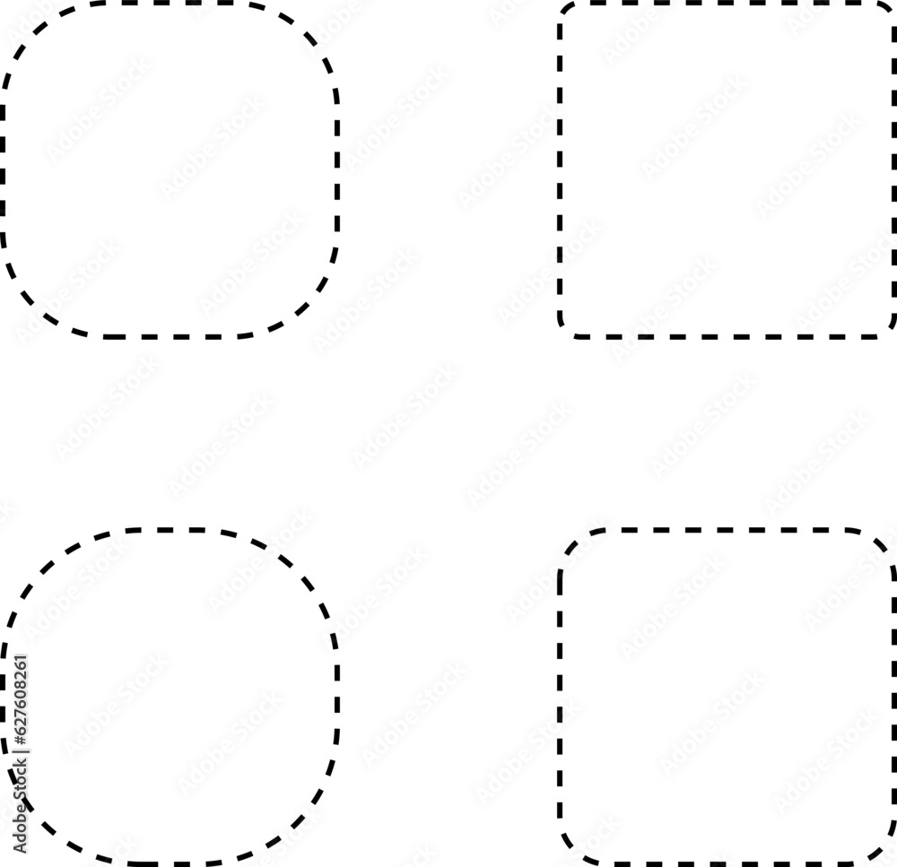 Dashed line basic geometric shapes. Dashed outline of circle, oval ...