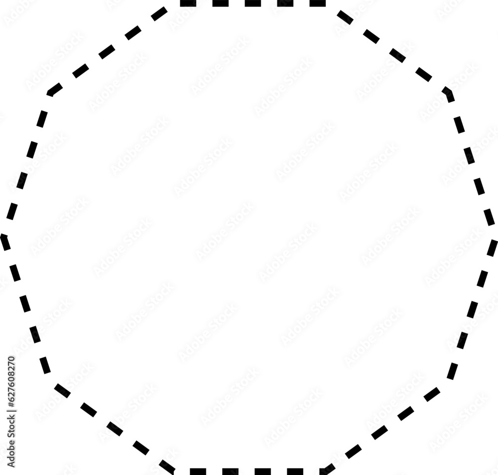 Dashed line basic geometric shapes. Dashed outline of circle, oval ...