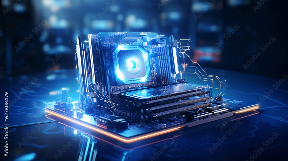 technology stock vector with blue electronic modern computer graphics ...