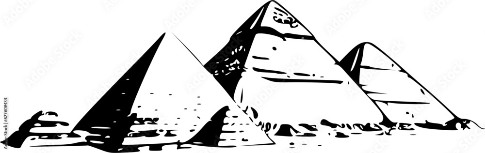 black and white pyramids vector illustration Stock Vector | Adobe Stock