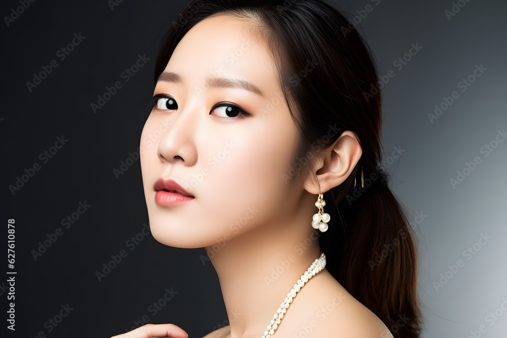 Young Asian woman in her early 20s, studio portrait with Rembrandt ...
