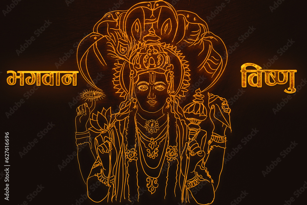 3d neon sign God Vishnu ji Hindu God Stock Illustration | Adobe Stock