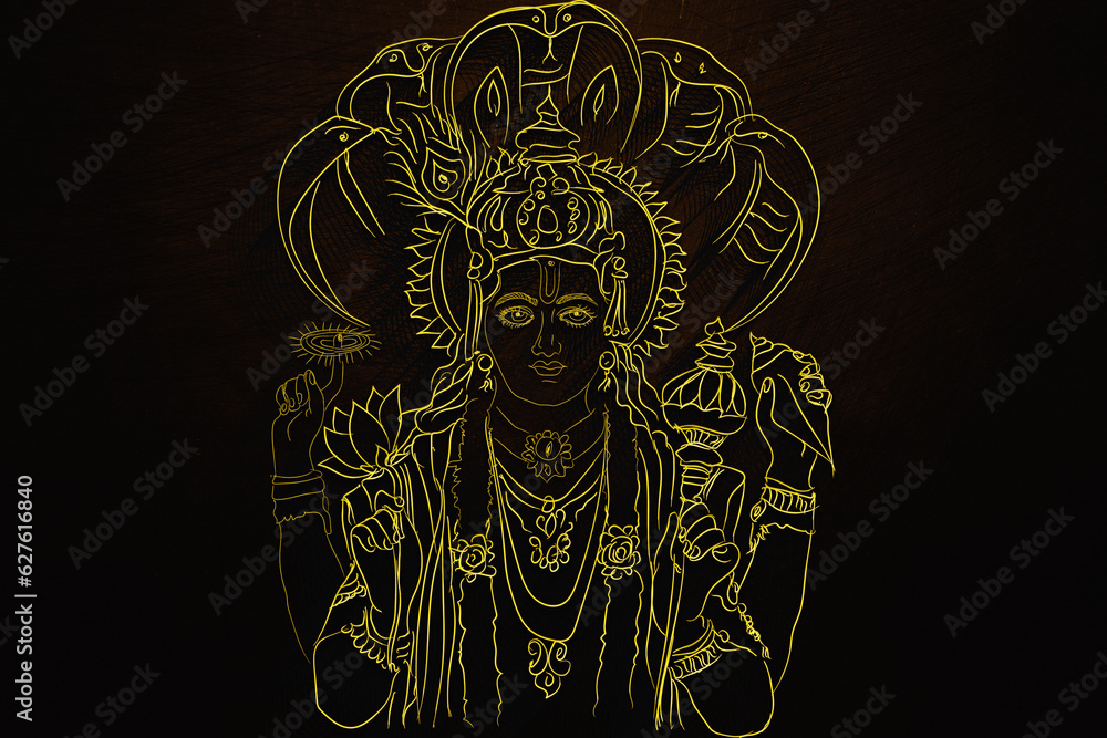 3d neon sign Bhagwan Vishnu Hindu God. Stock Illustration | Adobe Stock
